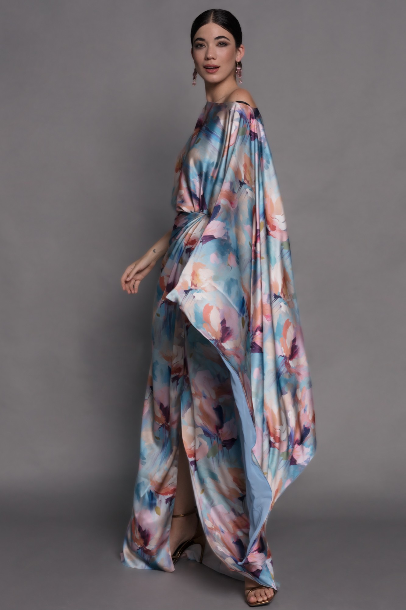Vestido largo estampado estilo japonés - Matilde Cano